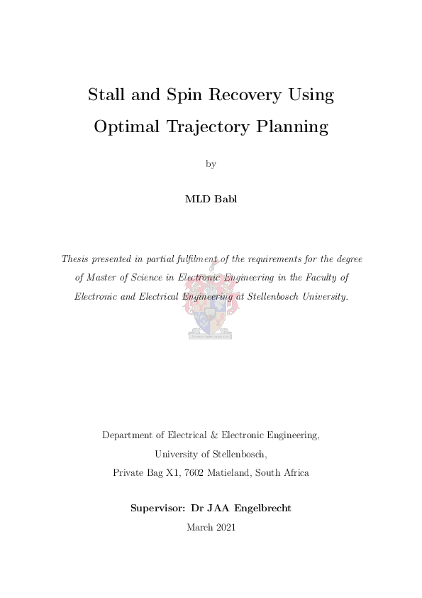 (PDF) Stall and spin recovery using optimal trajectory planning