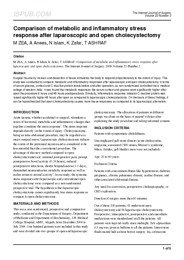(PDF) Comparison of metabolic and inflammatory stress response after laparoscopic and open ...