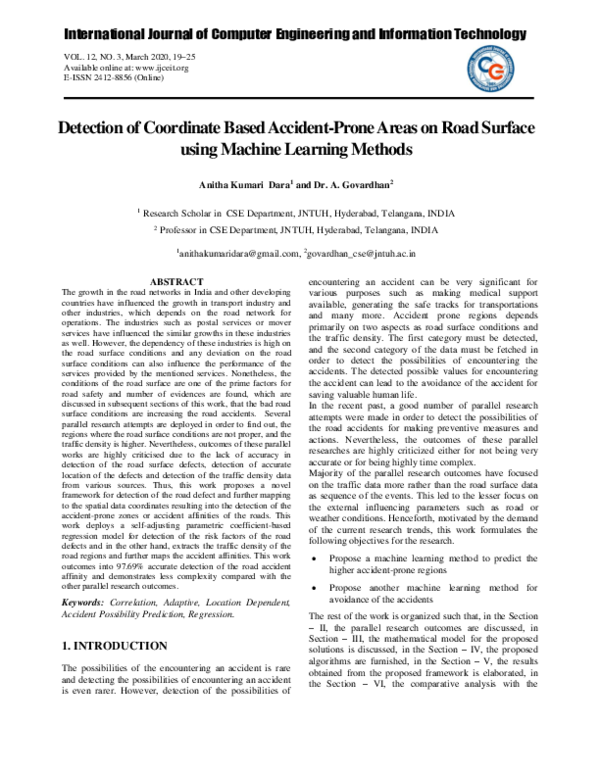 Pdf Detection Of Coordinate Based Accident Prone Areas On Road