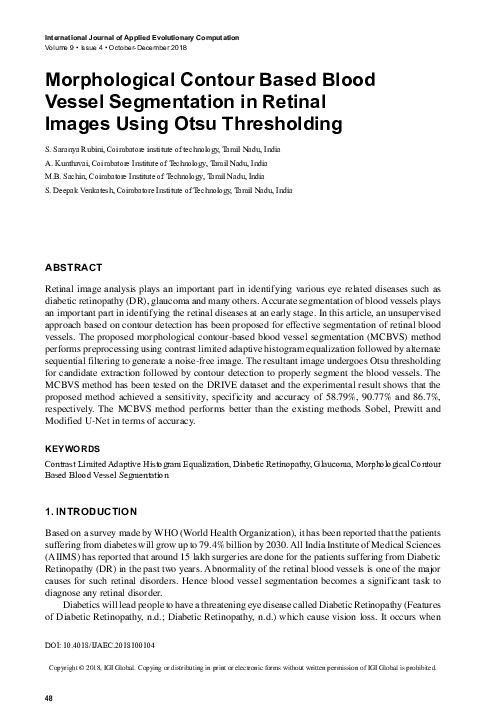 (PDF) Morphological Contour Based Blood Vessel Segmentation in Retinal Images Using Otsu ...