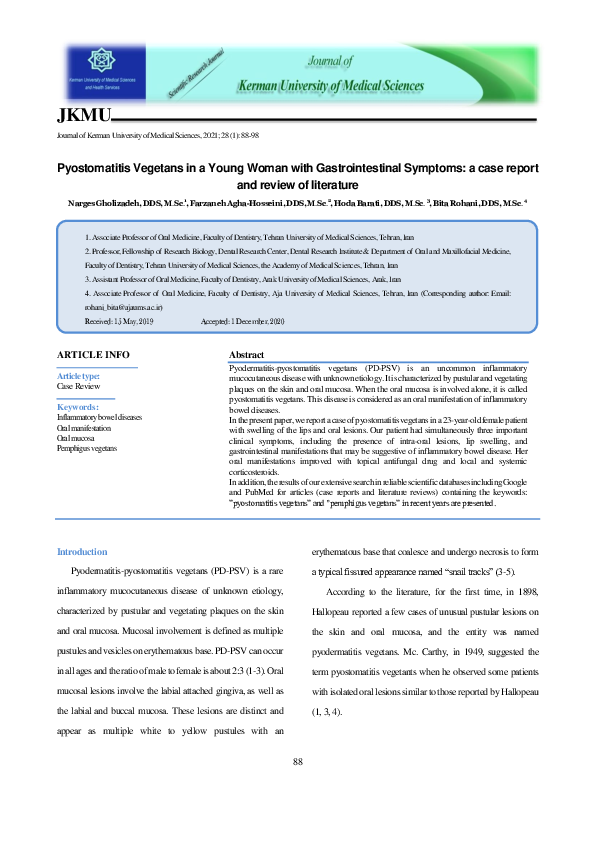 (PDF) Pyostomatitis Vegetans in a Young Woman with Gastrointestinal ...