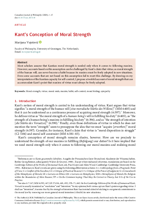 (PDF) Kant’s Conception of Moral Strength