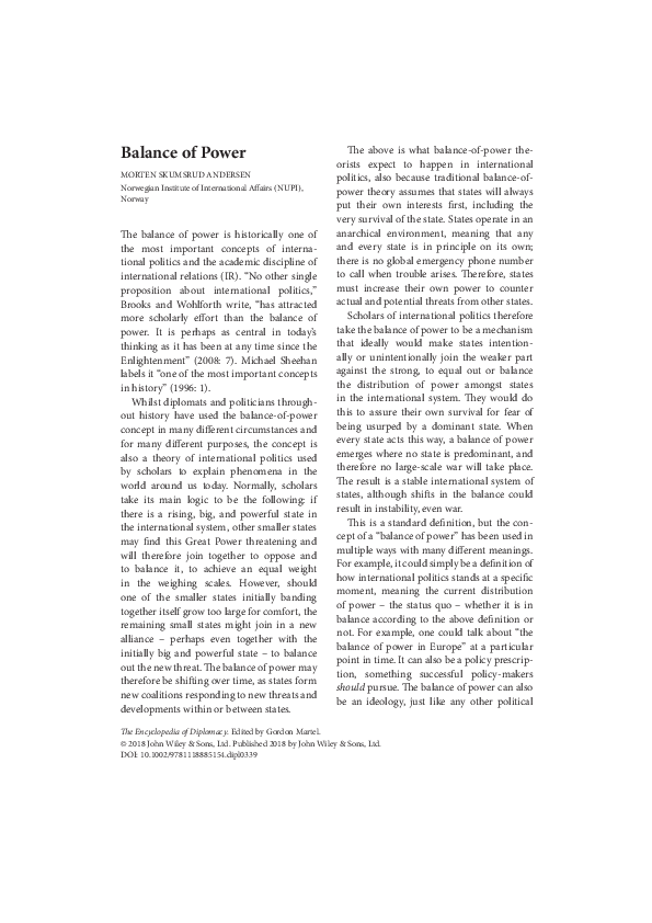 (PDF) Balance of Power