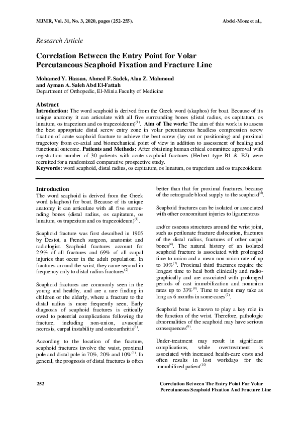 (PDF) Correlation Between the Entry Point for Volar Percutaneous ...