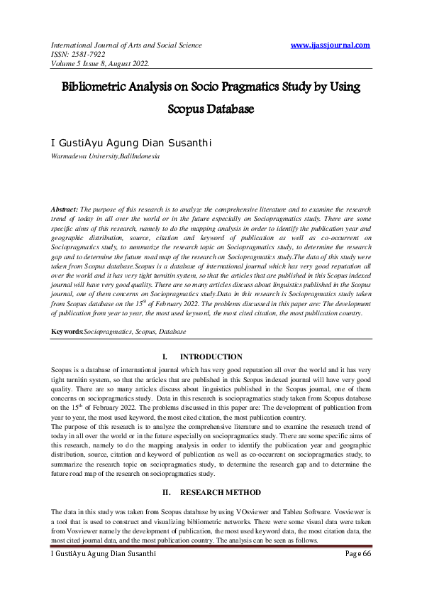 (PDF) Bibliometric Analysis on Socio Pragmatics Study by Using Scopus Database