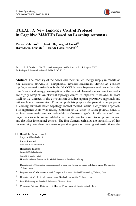Pdf Tclab A New Topology Control Protocol In Cognitive Manets Based On Learning Automata 9943