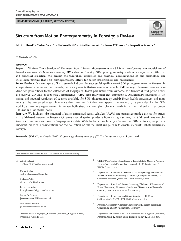 (PDF) Structure from Motion Photogrammetry in Forestry: a Review