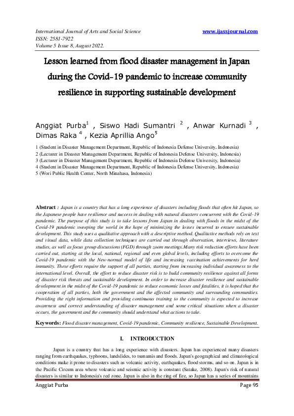 (PDF) Lesson learned from flood disaster management in Japan during the ...