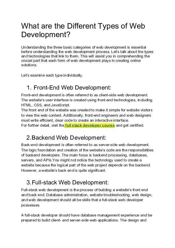 (DOC) What are the Different Types of Web Development-content | ravi ...