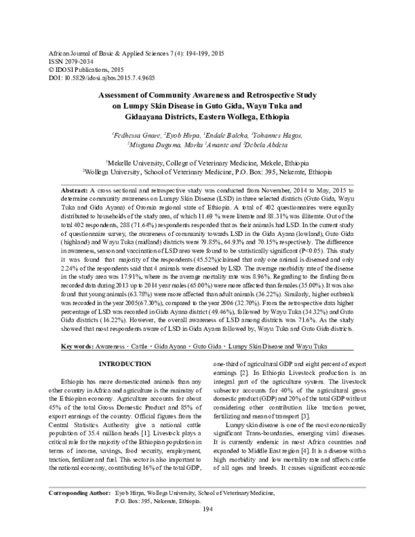 (PDF) Assessment of Community Awareness and Retrospective Study on ...