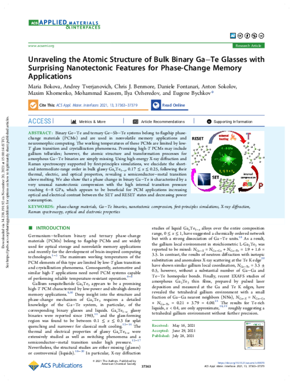 (PDF) Unraveling the Atomic Structure of Bulk Binary Ga–Te Glasses with Surprising Nanotectonic ...