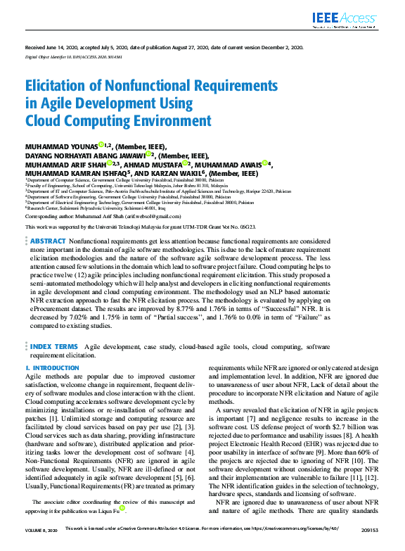 (PDF) Elicitation of Nonfunctional Requirements in Agile Development Using Cloud Computing ...