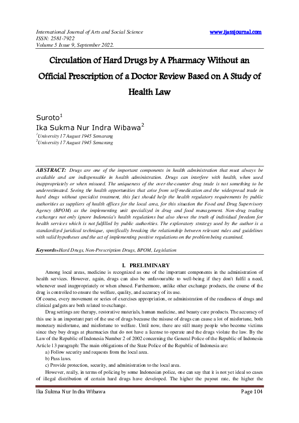 (PDF) Circulation of Hard Drugs by A Pharmacy Without an Official ...