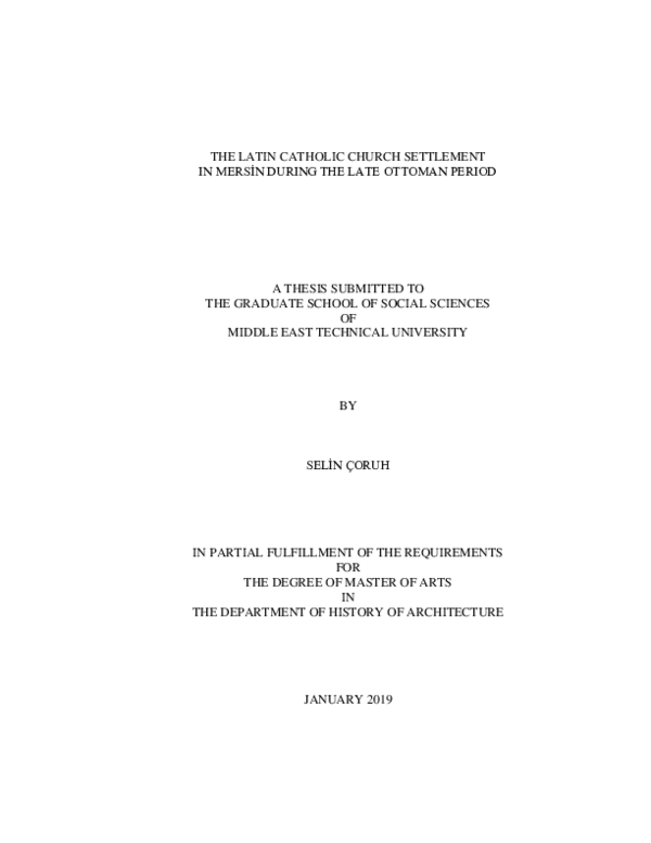 (PDF) Geç osmanlı döneminde Mersin Latin Katolik Kilisesi yerleşkesi ...