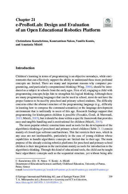Pdf E Probotlab Design And Evaluation Of An Open Educational Robotics Platform