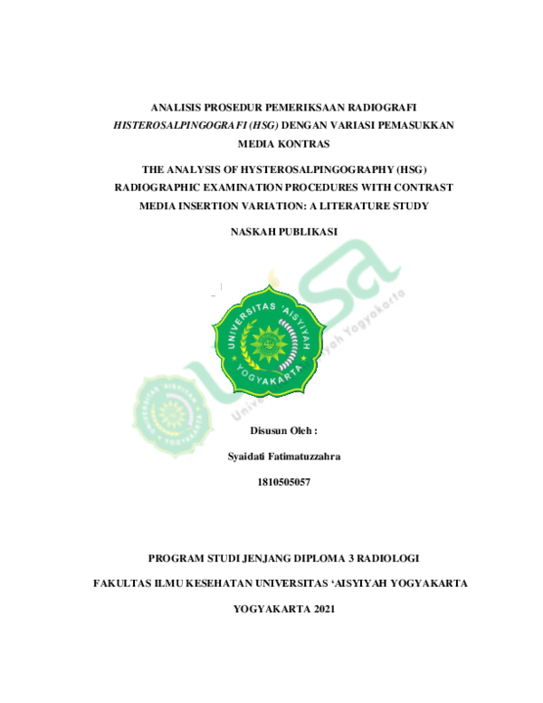 (PDF) Analisis Prosedur Pemeriksaan Radiografi Histerosalpingografi ...