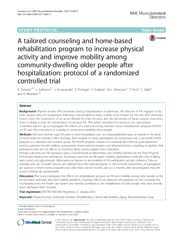 (PDF) A tailored counseling and home-based rehabilitation program to increase physical activity ...
