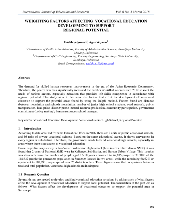 (PDF) Weighting Factors Affecting Vocational Education Development to ...