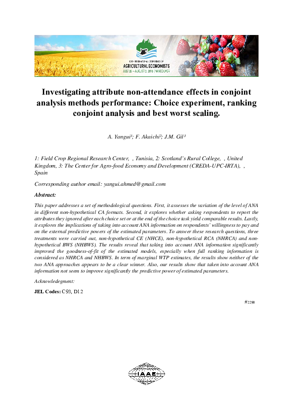 (PDF) Investigating attribute non-attendance effects in conjoint ...