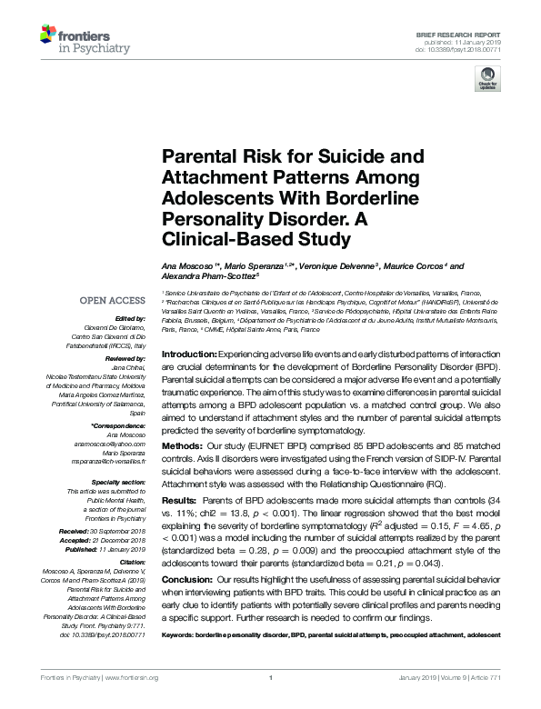 (PDF) Parental Risk for Suicide and Attachment Patterns Among Adolescents With Borderline ...