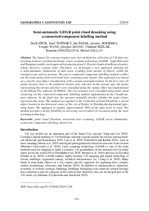 (PDF) Semi-automatic LiDAR point cloud denoising using a connected-component labelling method