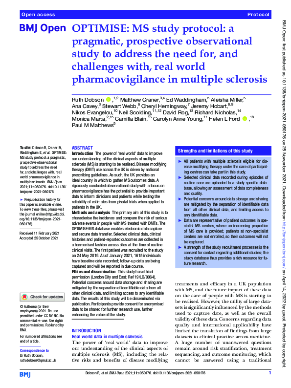 (PDF) OPTIMISE: MS study protocol: a pragmatic, prospective observational study to address the ...