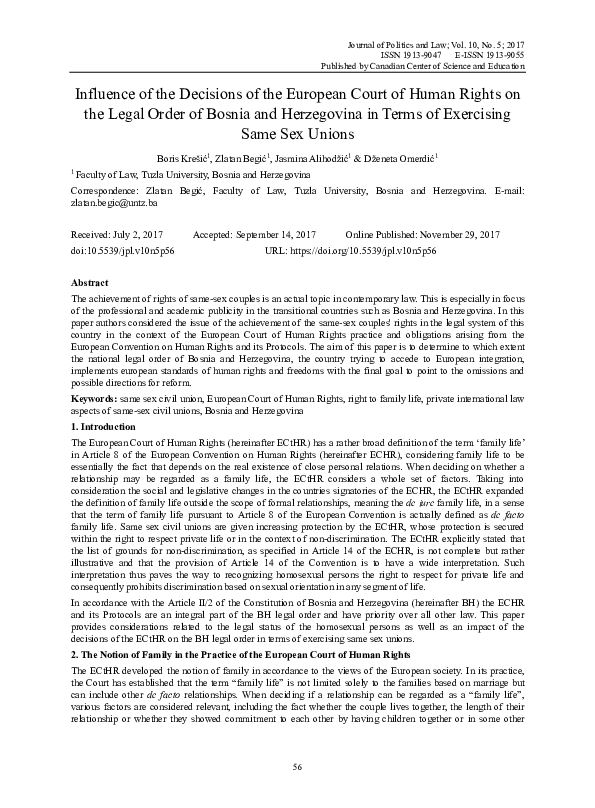 Pdf Influence Of The Decisions Of The European Court Of Human Rights On The Legal Order Of