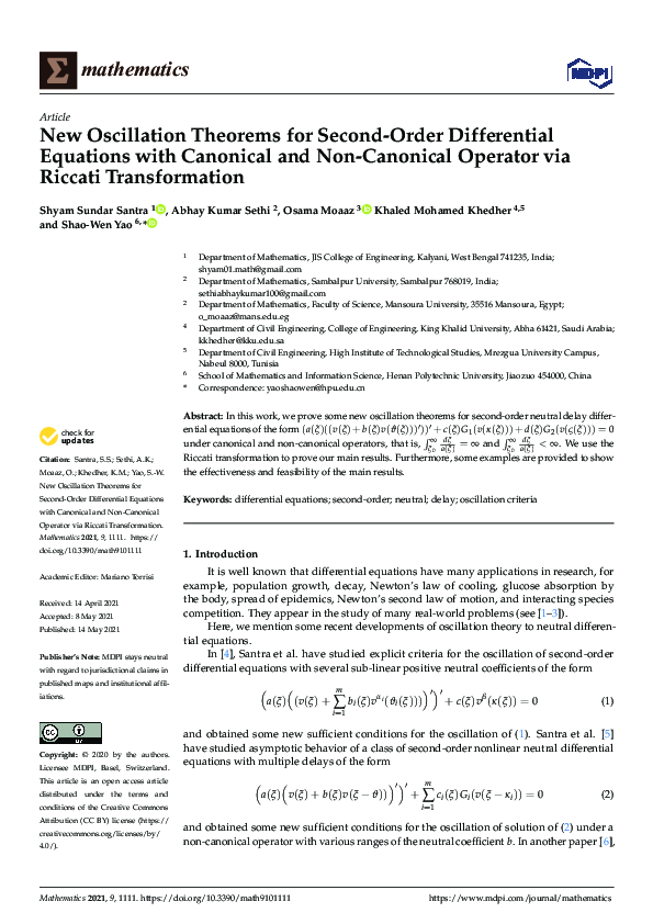 Pdf New Oscillation Theorems For Second Order Differential Equations