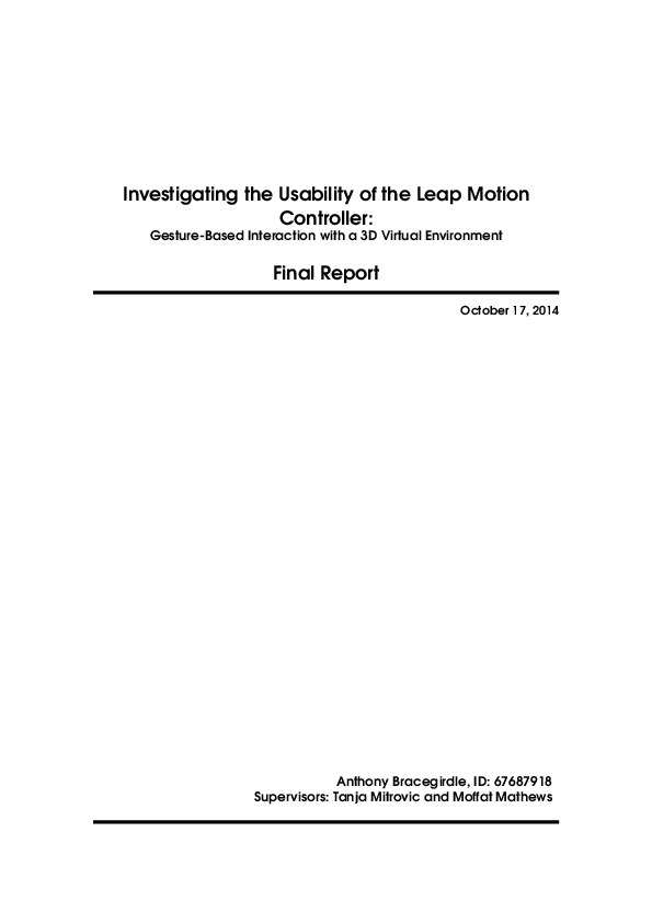 (PDF) Investigating the Usability of the Leap Motion Controller: Gesture-Based Interaction with ...
