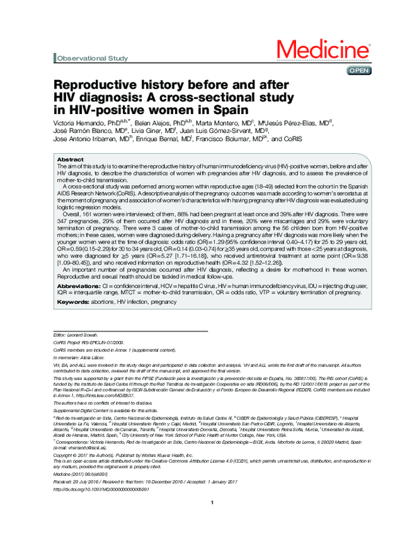 (PDF) Reproductive history before and after HIV diagnosis: A cross ...