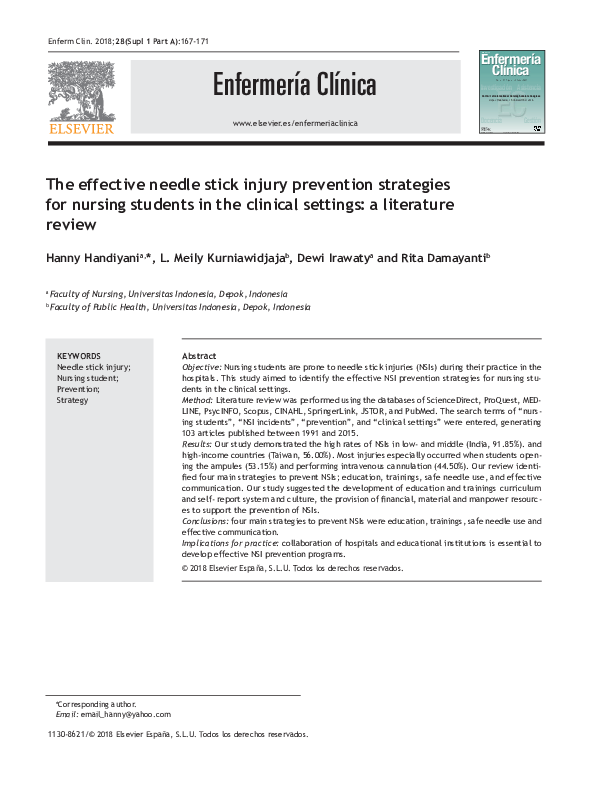 (PDF) The effective needle stick injury prevention strategies for ...