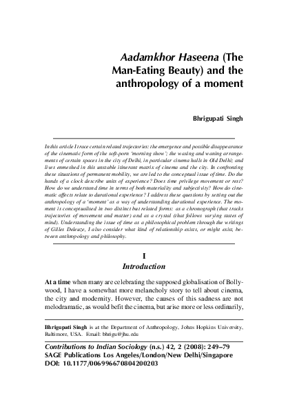 (PDF) Aadamkhor Haseena (The Man-Eating Beauty) and the anthropology of ...