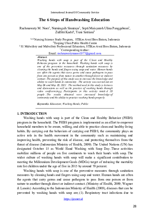 (PDF) The 6 Steps of Handwashing Education