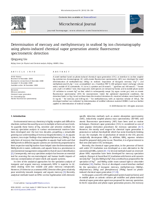 (PDF) Determination of mercury and methylmercury in hair samples by ... (PDF) Determination of mercury and methylmercury in hair samples by ...