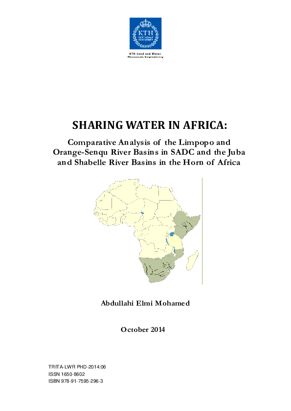 (PDF) Sharing Water in Africa : Comparative Analysis of the Limpopo and ...
