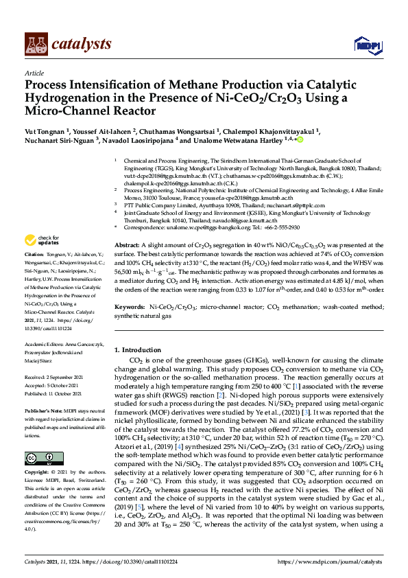 (PDF) Process Intensification of Methane Production via Catalytic ...