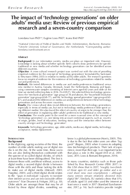 (PDF) The impact of ‘technology generations’ on older adults’ media use ...