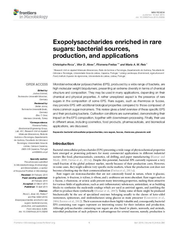 (PDF) Exopolysaccharides enriched in rare sugars: bacterial sources ...