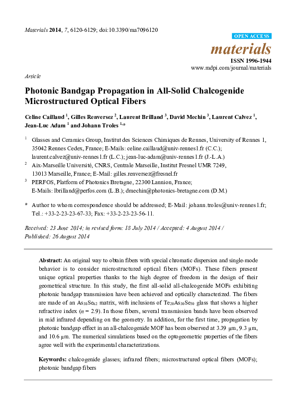 (PDF) Photonic Bandgap Propagation in All-Solid Chalcogenide Microstructured Optical Fibers