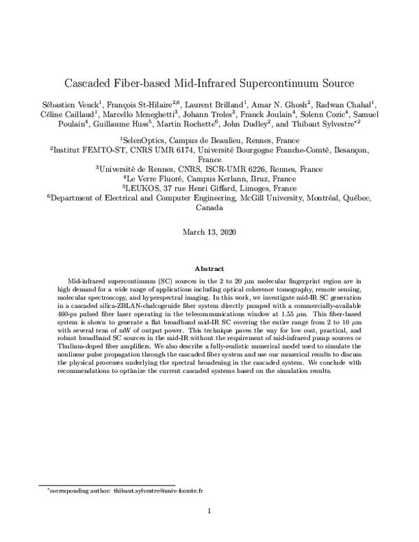 (PDF) Cascaded Fiber-based Mid-Infrared Supercontinuum Source