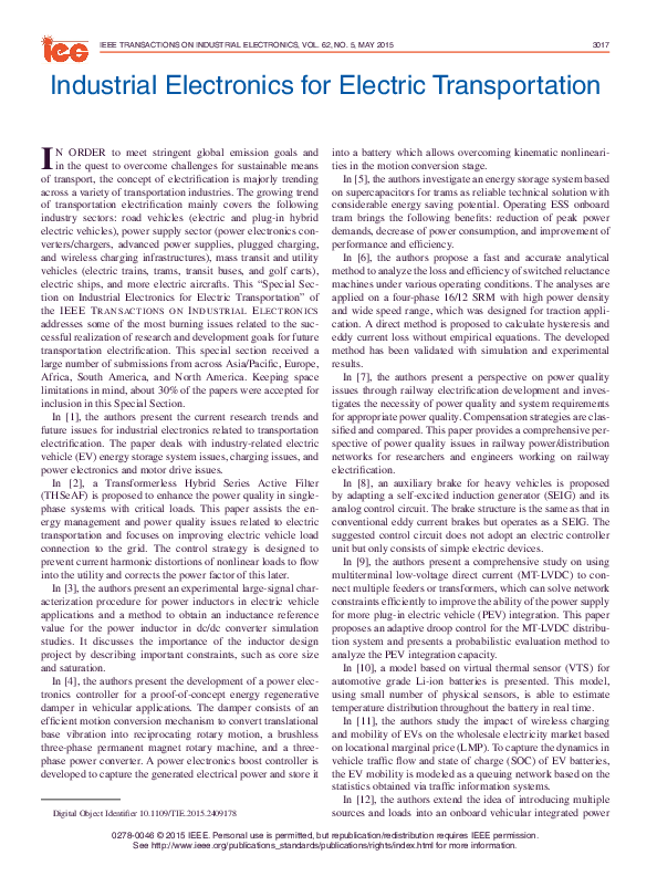 (PDF) Industrial Electronics for Electric Transportation