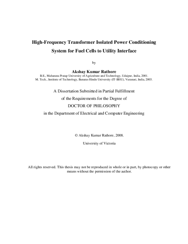 (PDF) High-frequency transformer isolated power conditioning system for ...