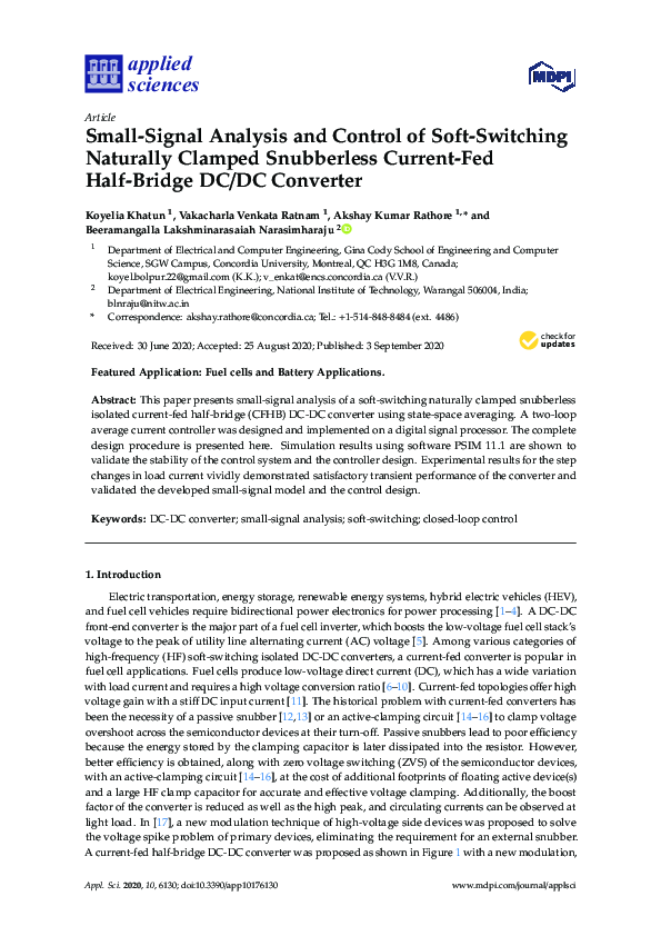 (PDF) Small-Signal Analysis and Control of Soft-Switching Naturally Clamped Snubberless Current ...