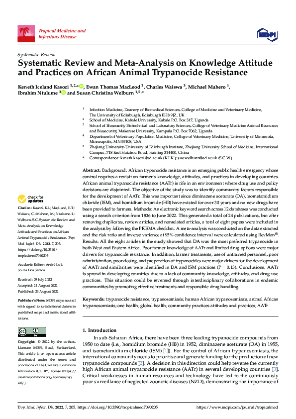 (PDF) Systematic Review and Meta-Analysis on Knowledge Attitude and Practices on African Animal ...