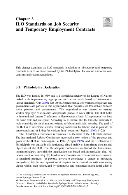 (PDF) ILO Standards on Job Security and Temporary Employment Contracts