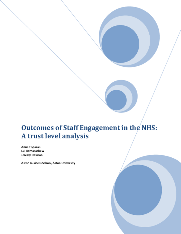 (PDF) Outcomes of staff engagement in the NHS: a trust level analysis