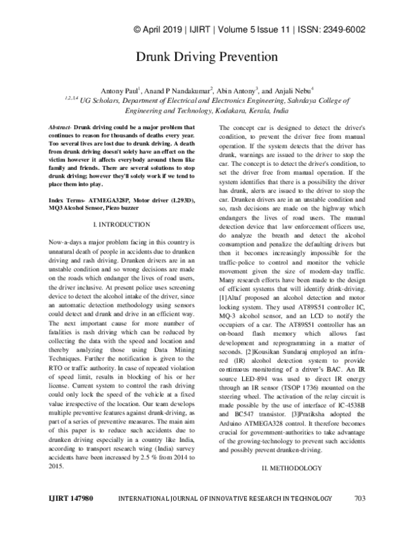 Pdf Drunk Driving Prevention