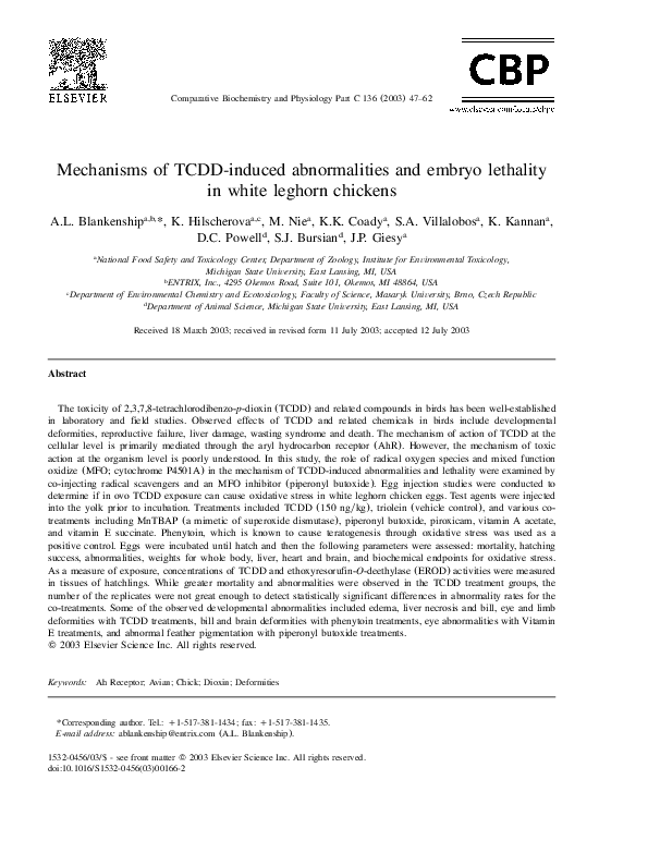 (PDF) Mechanisms of TCDD-induced abnormalities and embryo lethality in ...