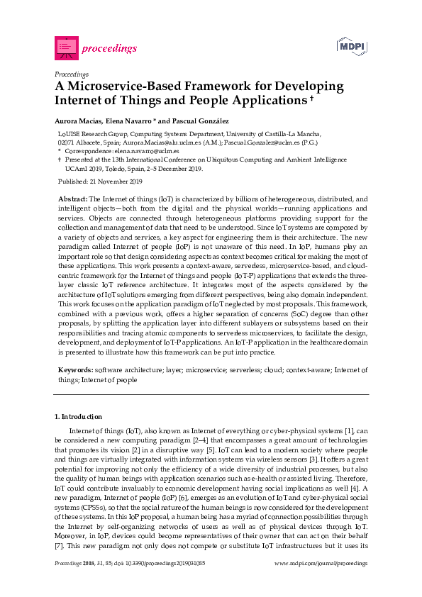 (PDF) A Microservice-Based Framework for Developing Internet of Things and People Applications