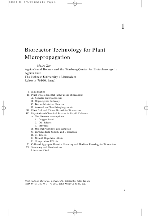 (PDF) Bioreactor Technology for Plant Micropropagation